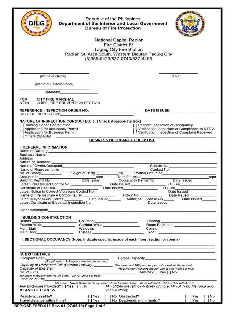 FSED_018_Checklist_Business_Occupancy_Rev01_Rev01_070519 | Download ...