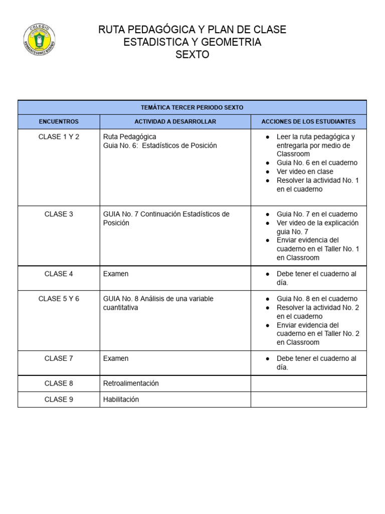 Ruta Pedag-Gica Tercer Periodo Sexto | PDF | Cognición