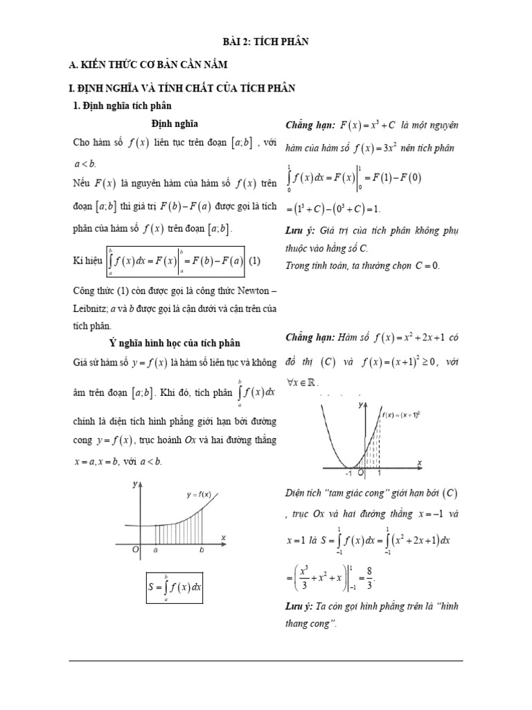 Cac Dang Bai Tap VDC Tich Phan Va Mot So Phuong Phap Tinh Tich Phan | PDF