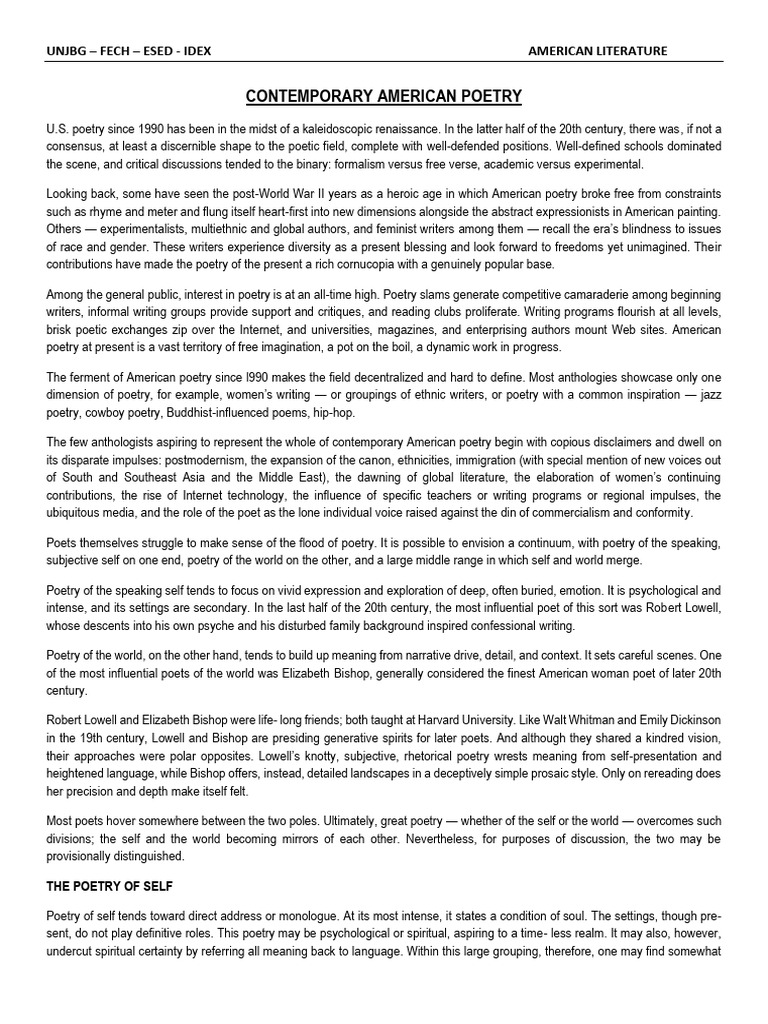 Contemporary American Poetry | PDF | Poetry | American Poetry