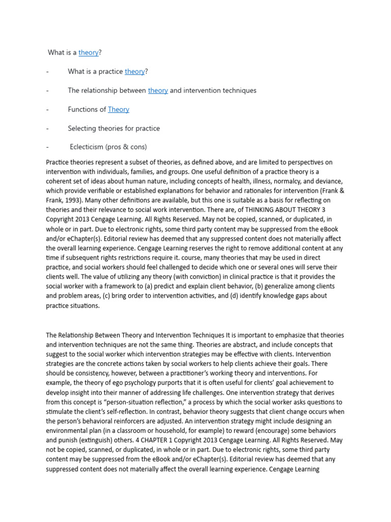 THeorie of Social Work Week 1 | PDF | Theory | Behaviorism