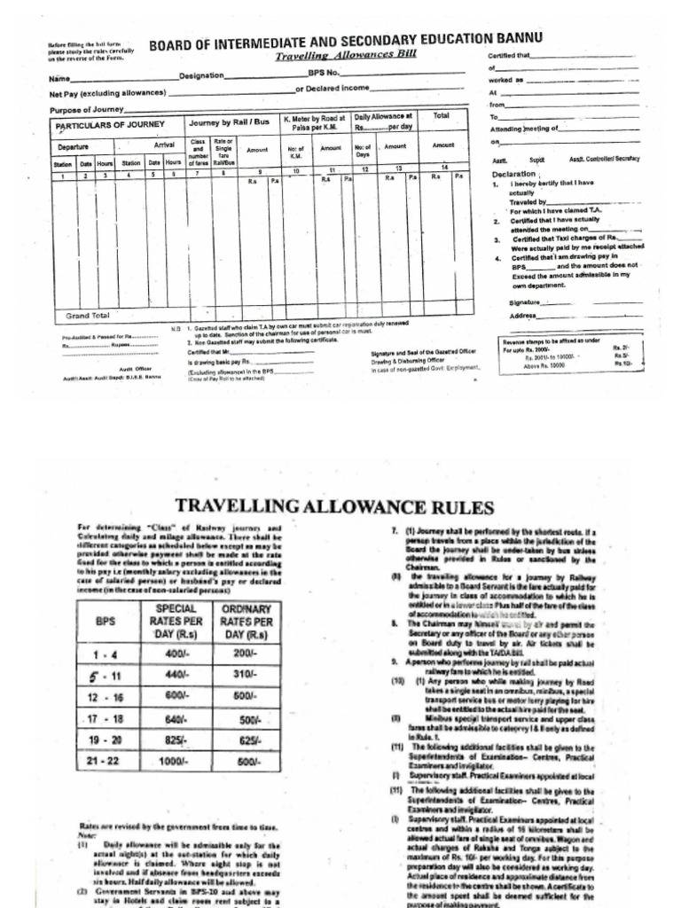 TA Bill BISE Bannu | PDF