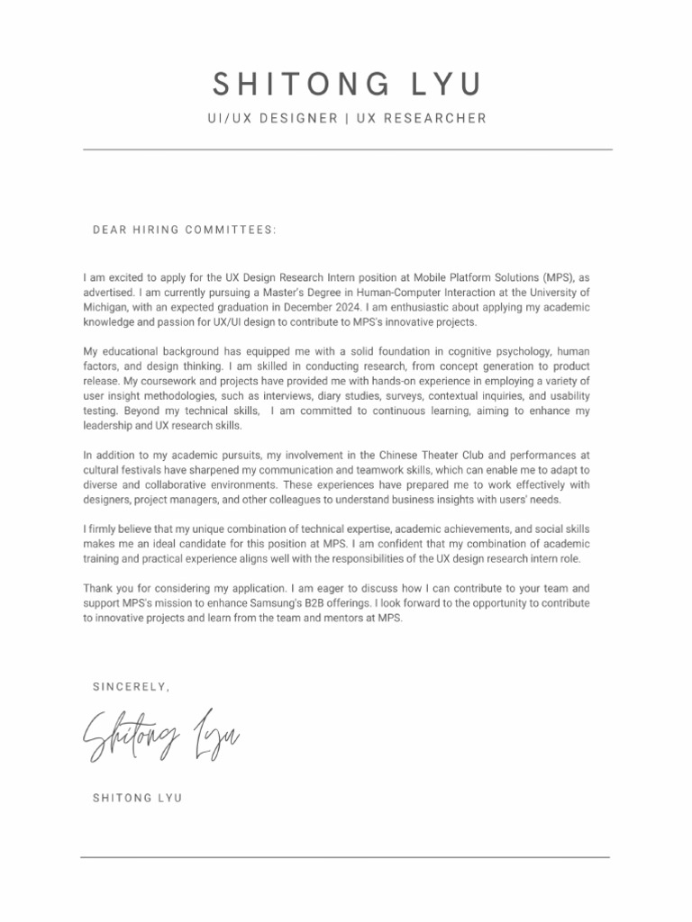 Samsung Cover Letter | PDF