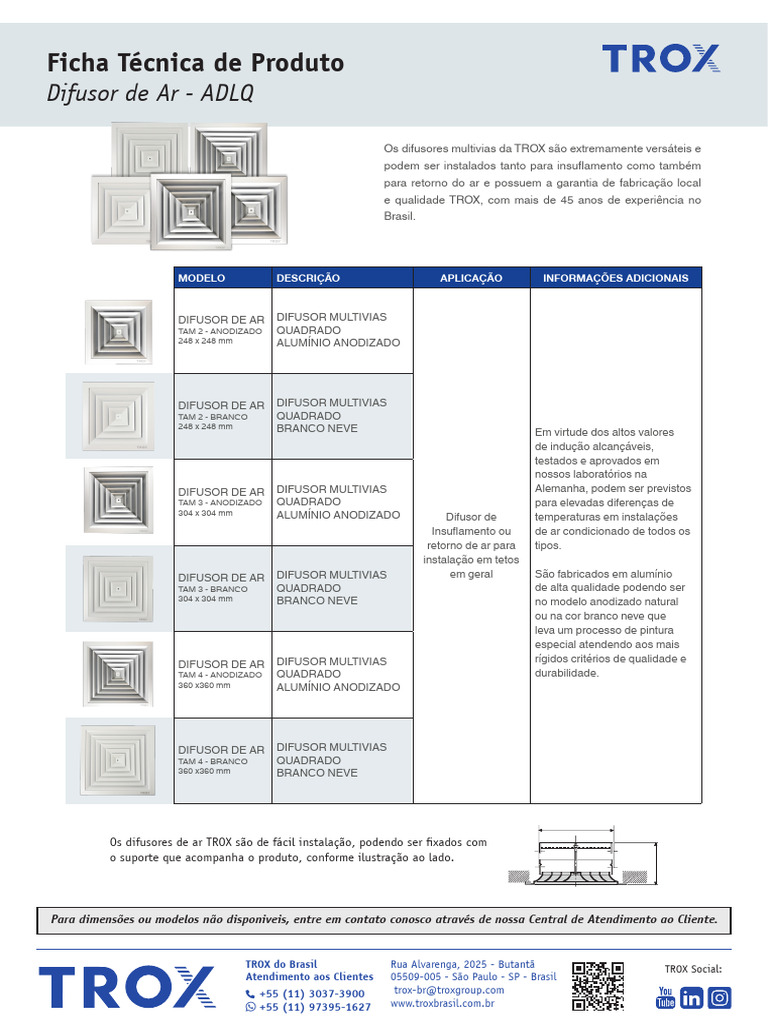 Ficha-T-Cnica TROX Difusores | PDF