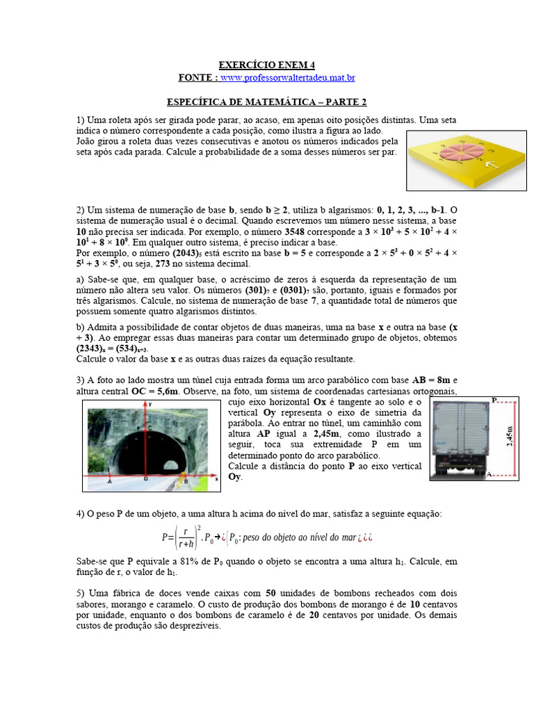 Exercício Enem 4 | PDF | Cartas de baralho | Matemática