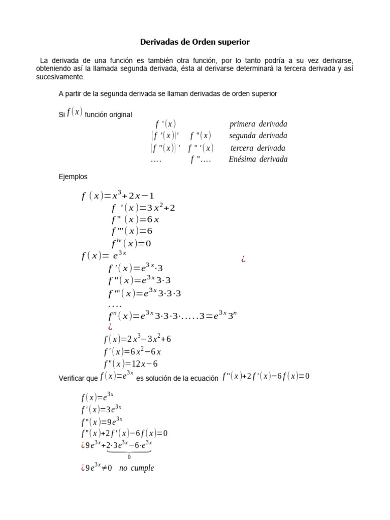 Derivadas de Orden superior 0808 | PDF | Pendiente | Derivado