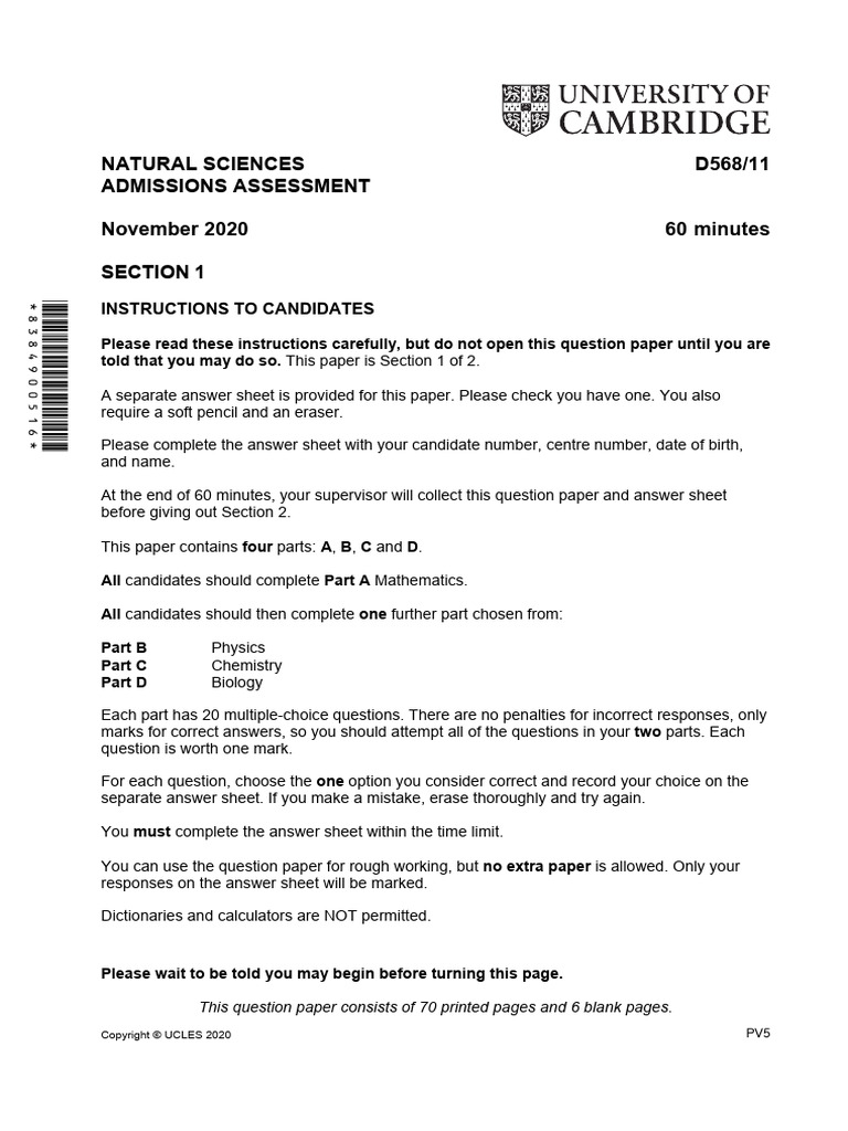 NSAA 2020 S1 QuestionPaper | PDF | Triangle | Multiple Choice