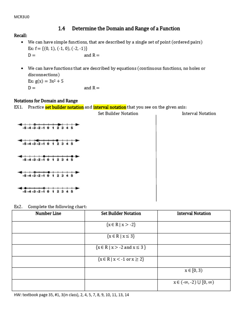 1.4 Determining The Domain and Range of A Function | PDF