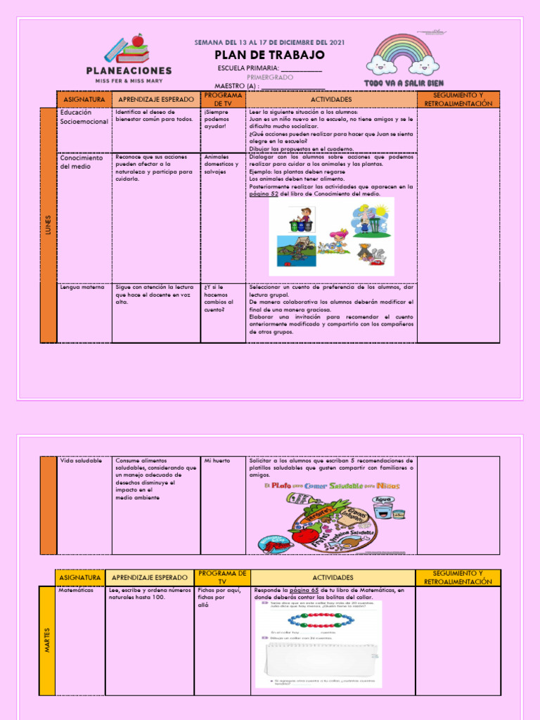 1° Semana 16 Miss Mar | PDF | Escuelas