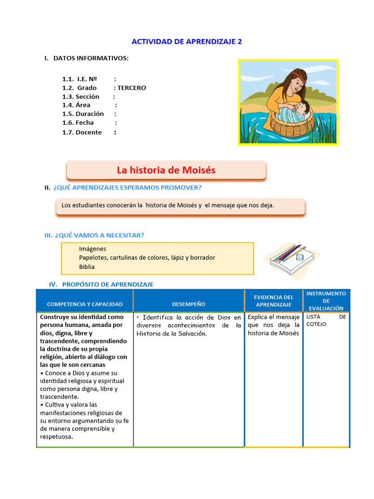D2 A2 SESION REL. La Historia de Moisés | PDF | Moisés | Dios