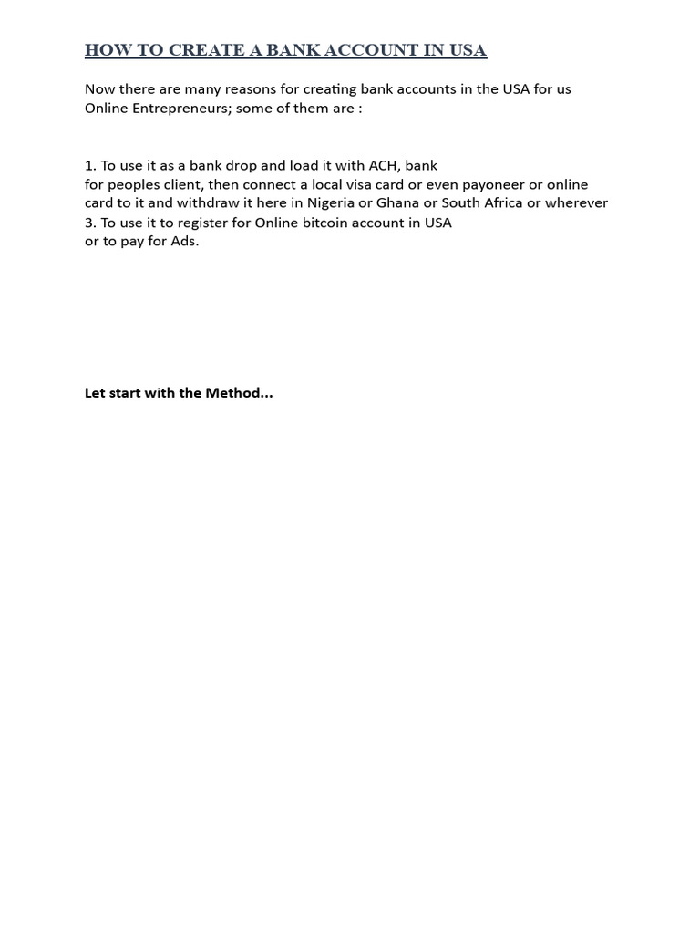 Bank Account Creation Guide for Entrepreneurs | PDF