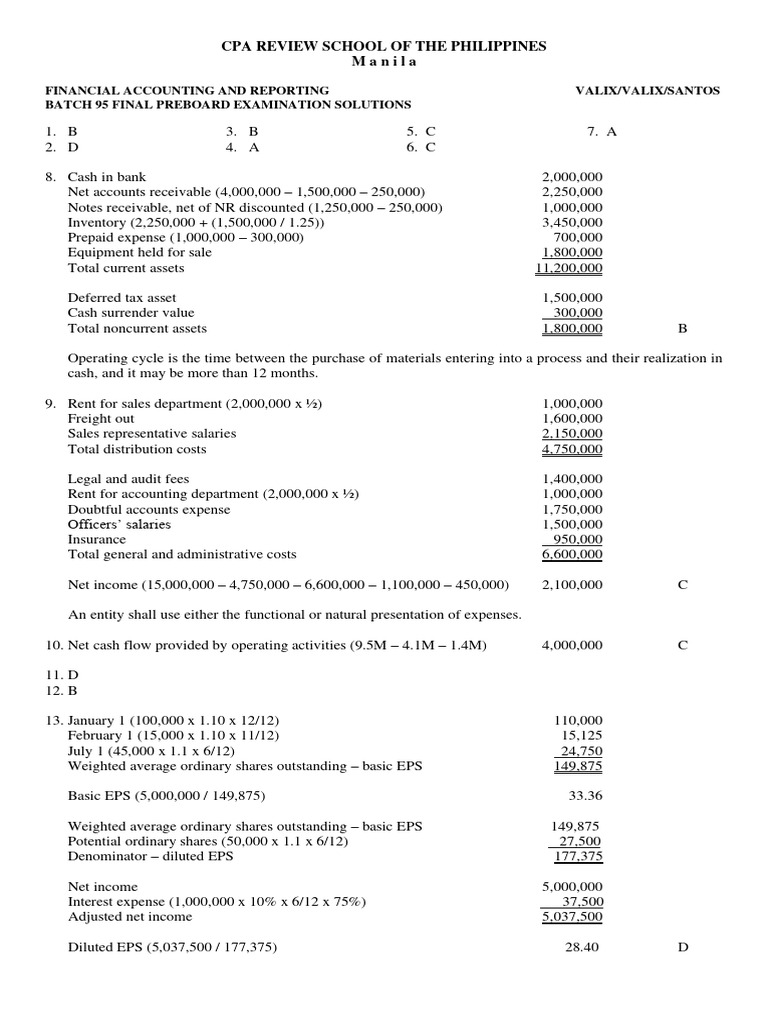 Cpar 95 Far Final PB Answer Key | PDF | Dividend | Retained Earnings