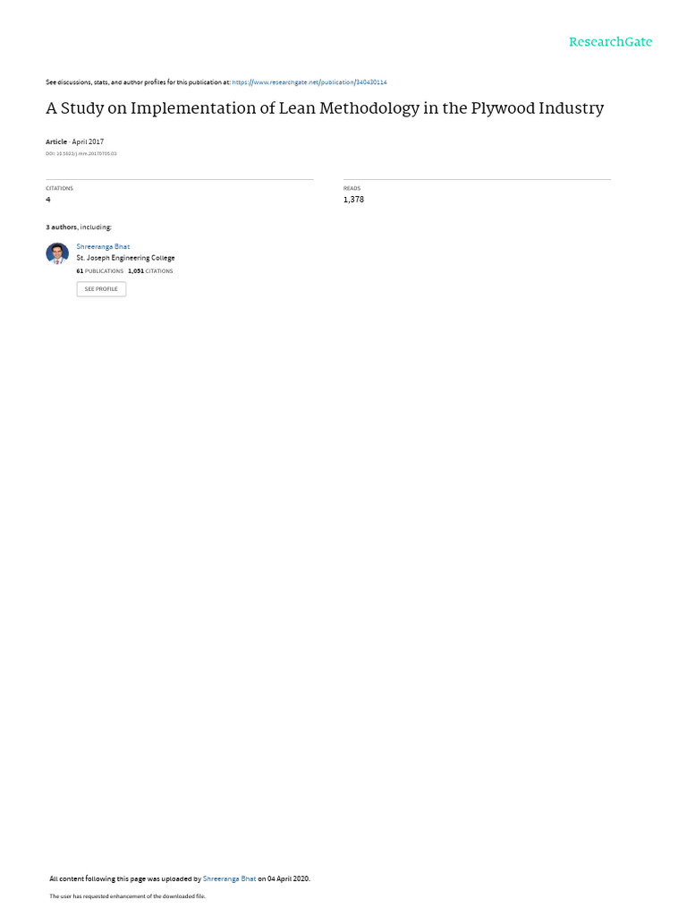 AStudyon Implementationof Lean Methodologyinthe Plywood Industry | PDF ...