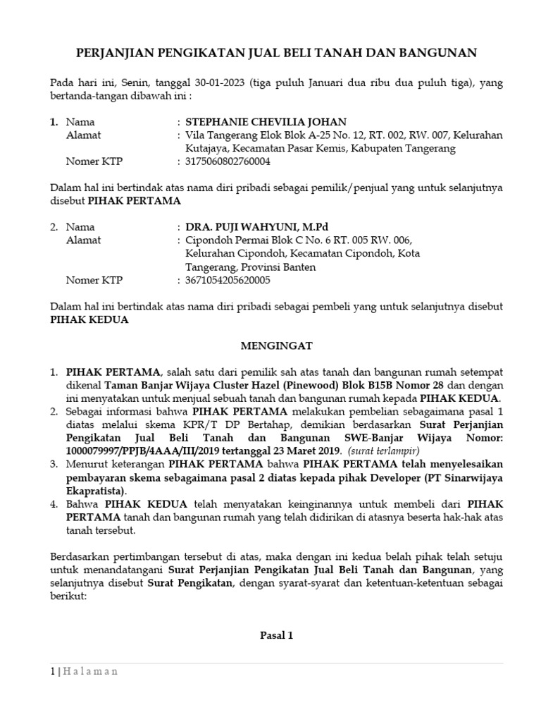 PPJB Hazel | PDF