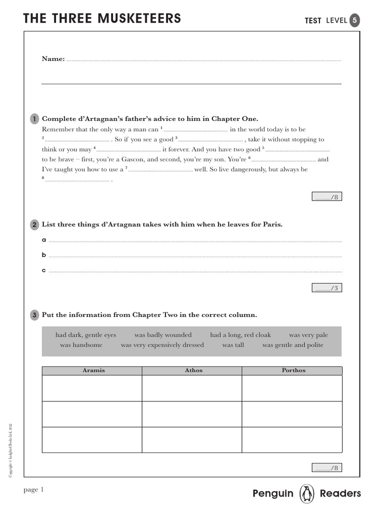 PR TheThreeMusketeers Test3 | PDF | The Three Musketeers