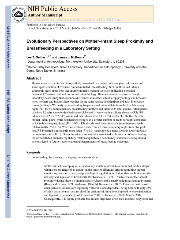 Evolutionary Perspectives | PDF | Breastfeeding | Infants