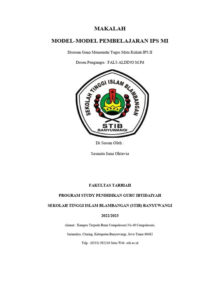 MAKALAH. Model-Model Pembelajaran Ips Mi | PDF | Karier & Perkembangan ...