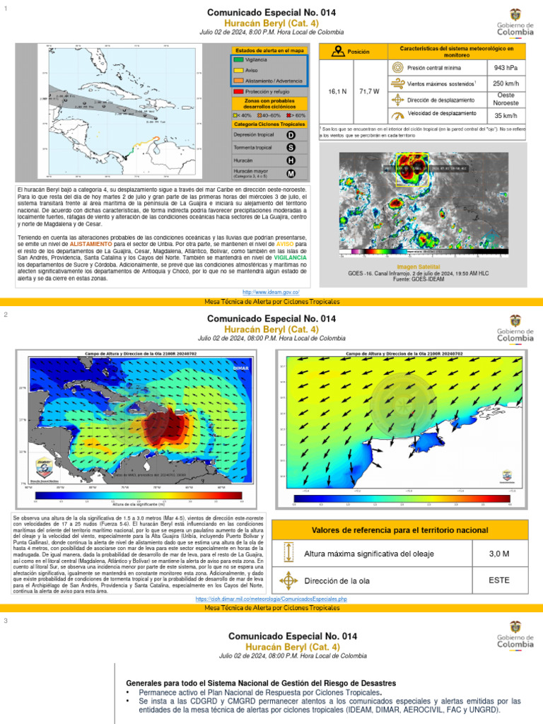 Comunicado Del Ideam Sobre El Huracán en El Mar Caribe | PDF | Ciclones ...