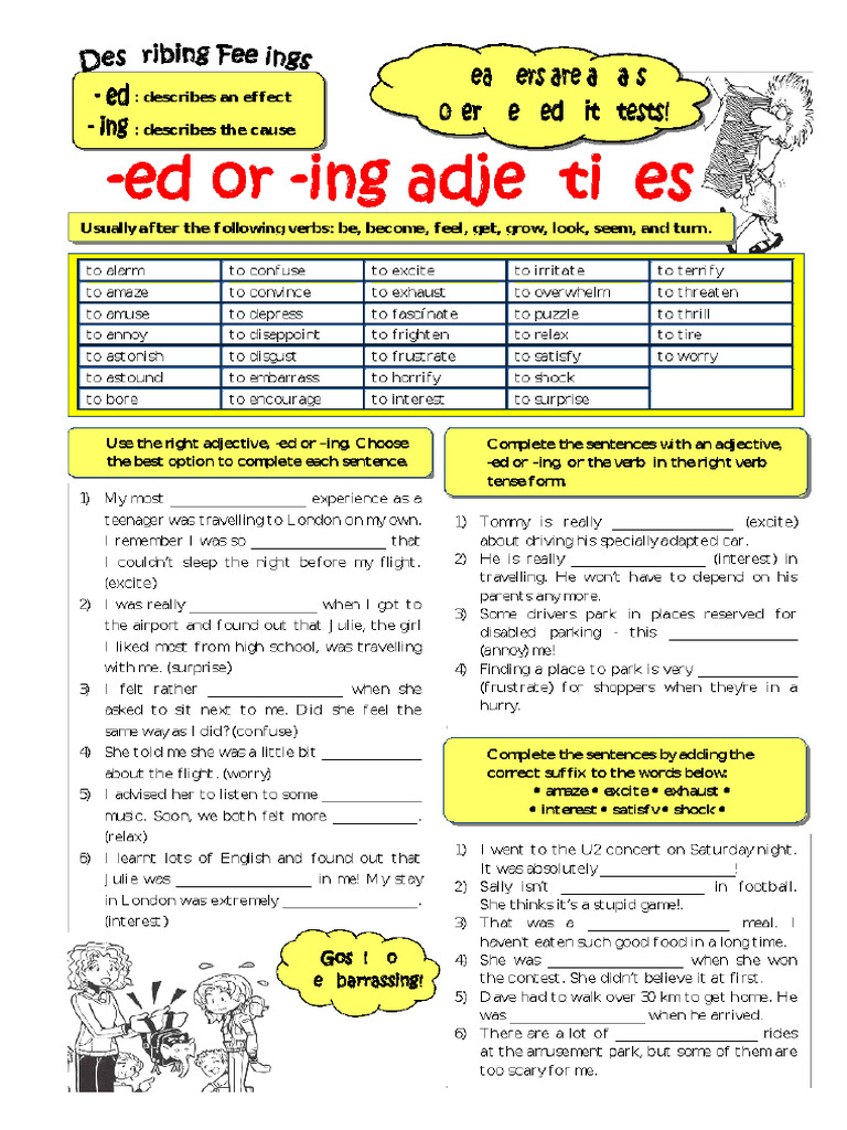 Adjectives Ending in Ed or Ing Grammar Drills Tests - 76287 | PDF