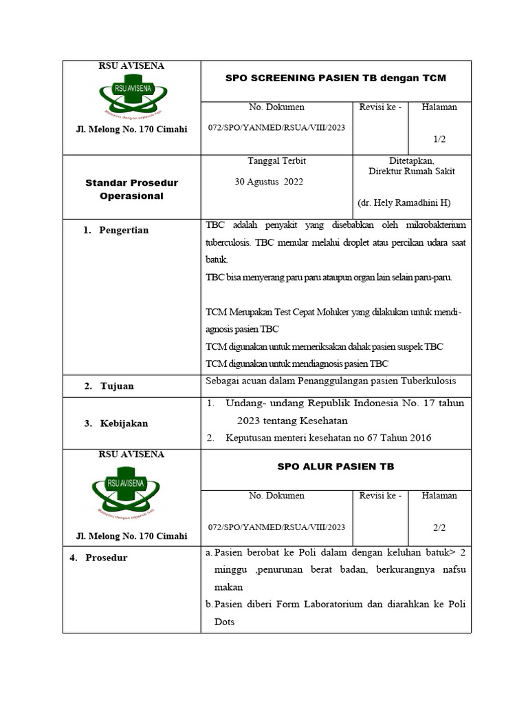 Sop Screening TBC | PDF