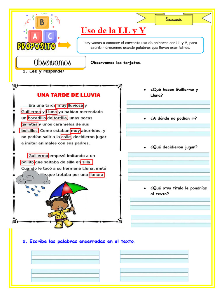 4 Ficha Uso de La LL y y | PDF