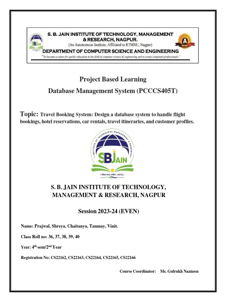 Dbms Case Study Travel MANAGMENT | PDF | Databases | Data Management