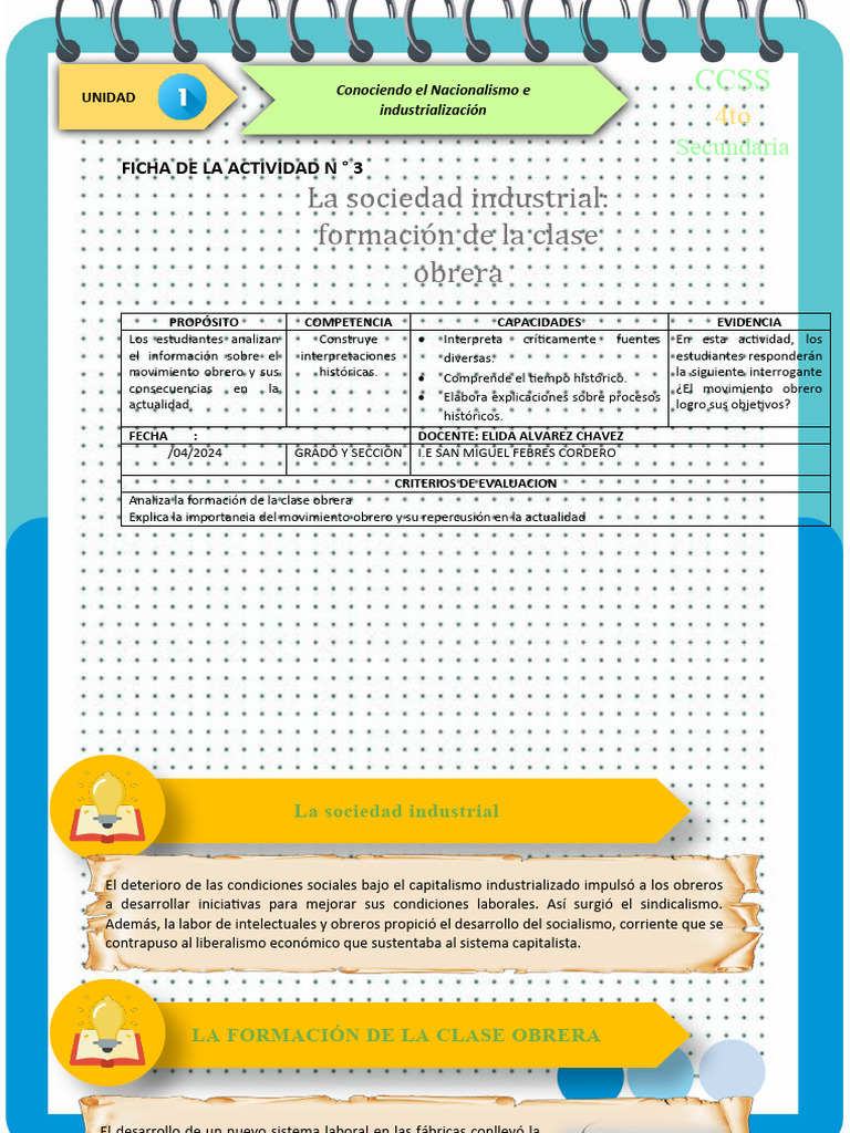 Ficha de Actividad #3 Unidad #1 para 4 ° CCSS 2024 | PDF | Trabajo infantil | Industria textil