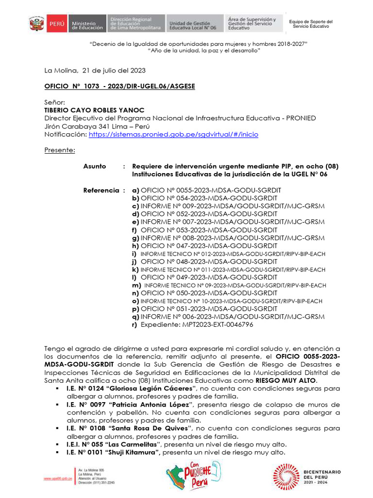 C. Oficio - UGEL - 06 | PDF