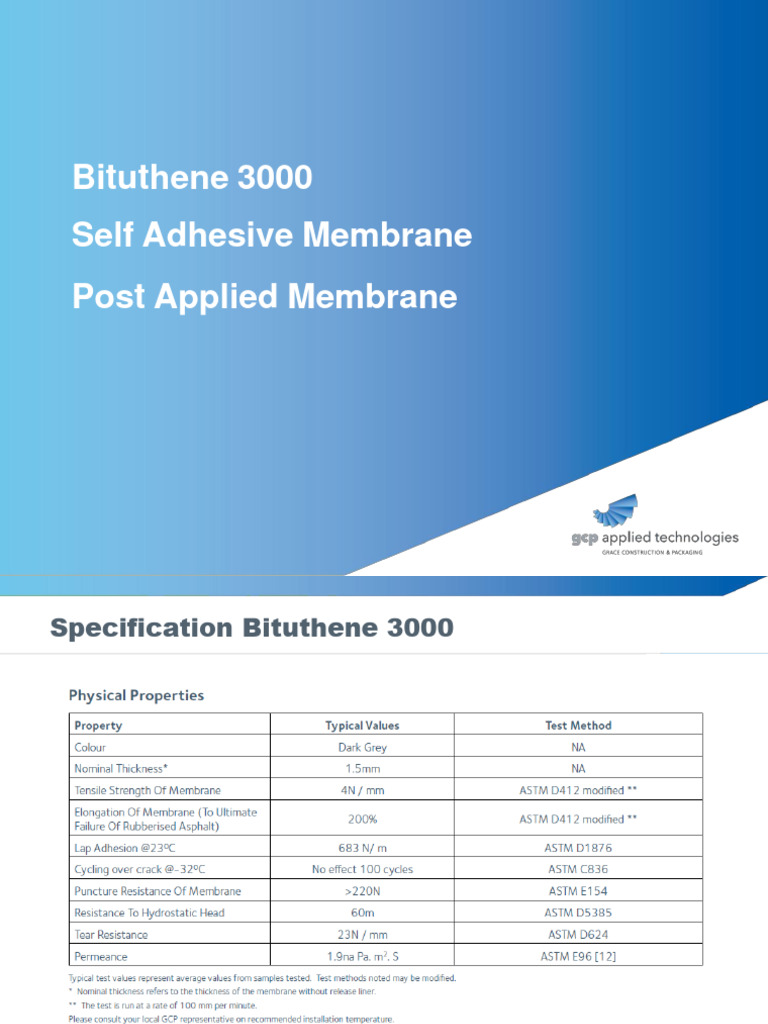 Bituthene 3000 GCP-Heri | PDF | Concrete | Lamination