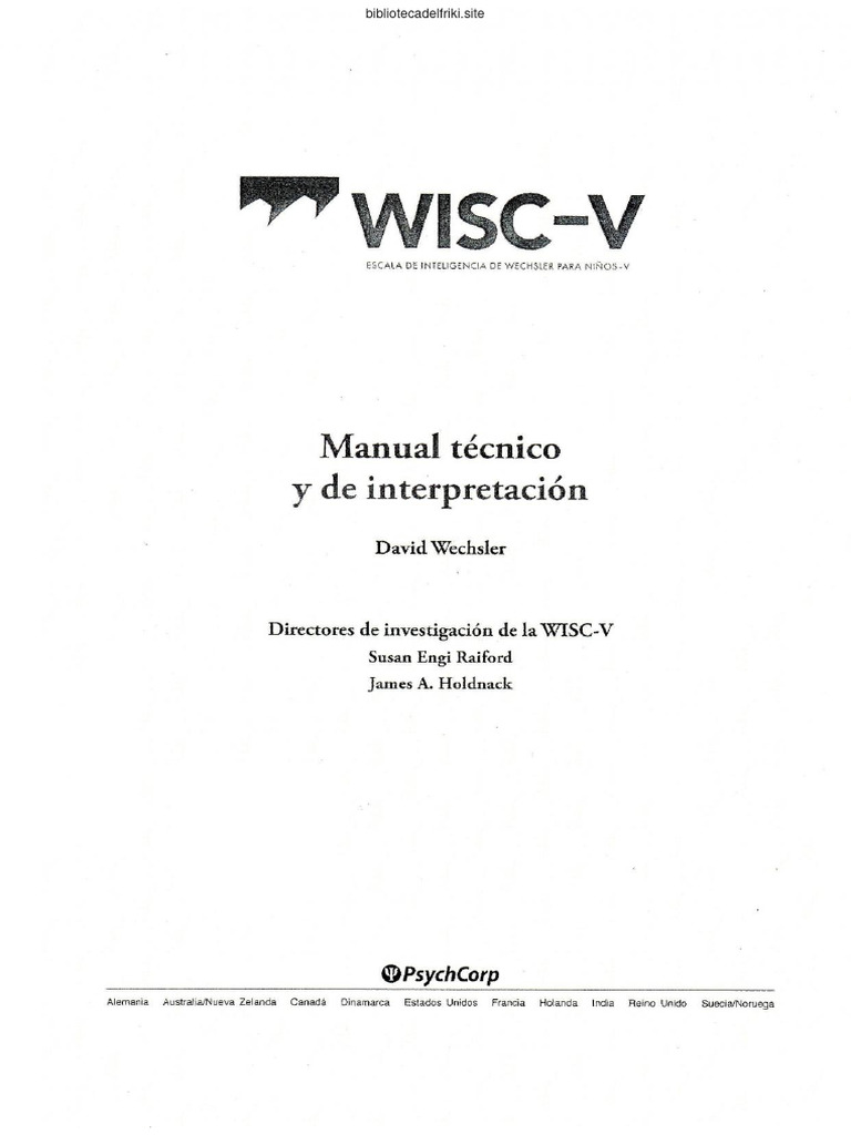 Manual Tecnico y de Interpretacion WISC V | PDF