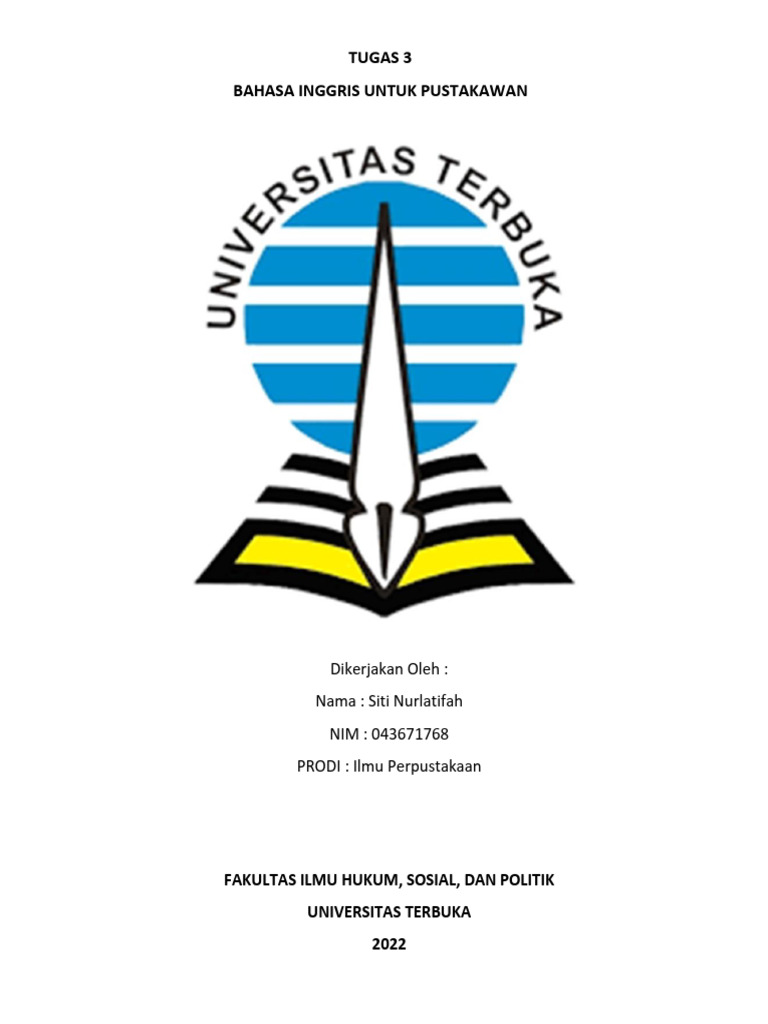 TUGAS 3 Bahasa Inggris Untuk Pustakawan | PDF | Libraries