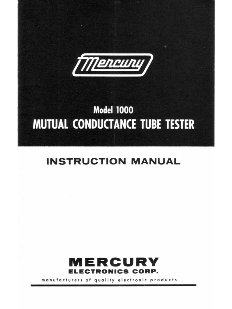 Mercury 1000 Tube Tester Manual | PDF