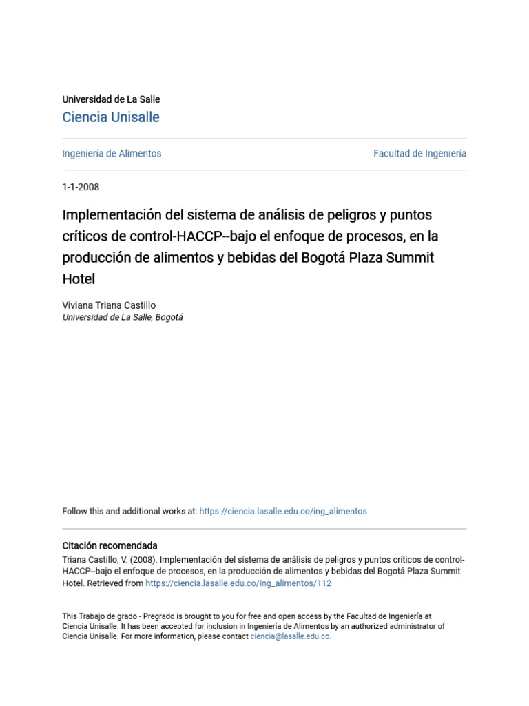 Implementación Del Sistema de Análisis de Peligros y Puntos Críti | PDF | Análisis de Riesgo y ...