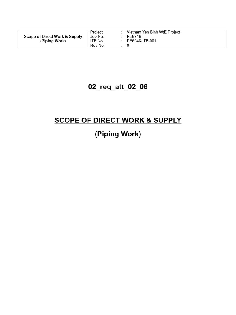 02 - Req - Att - 02 - 06 Scope of Direct Work - Piping | PDF | Pipe ...