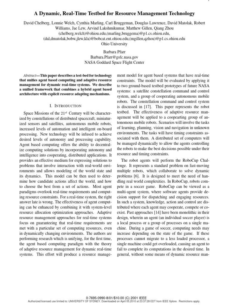 A Dynamic Real Time Testbed For Resource Management Technology Pdf
