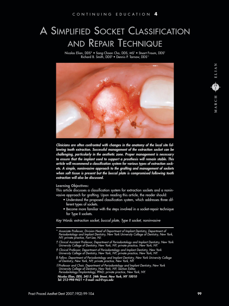 A Simplified Socket Classification and R | PDF | Dental Implant ...