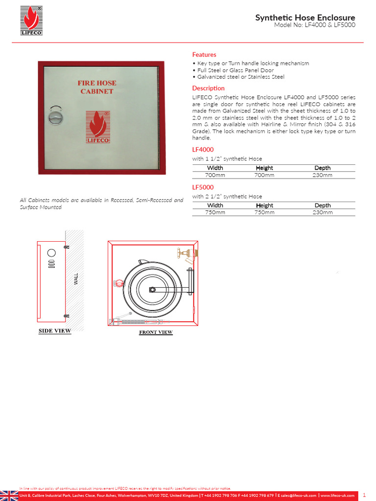 Synthetic Hose Enclosure LF4000 LF5000 Compressed | PDF | Sheet Metal | Door