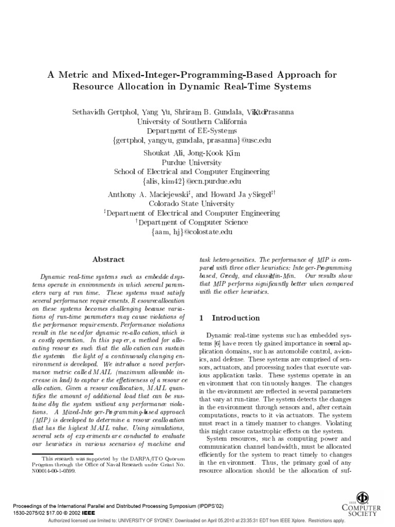 A Metric and Mixed-Integer-Programming-Based Approach For Resource Allocation in Dynamic Real ...