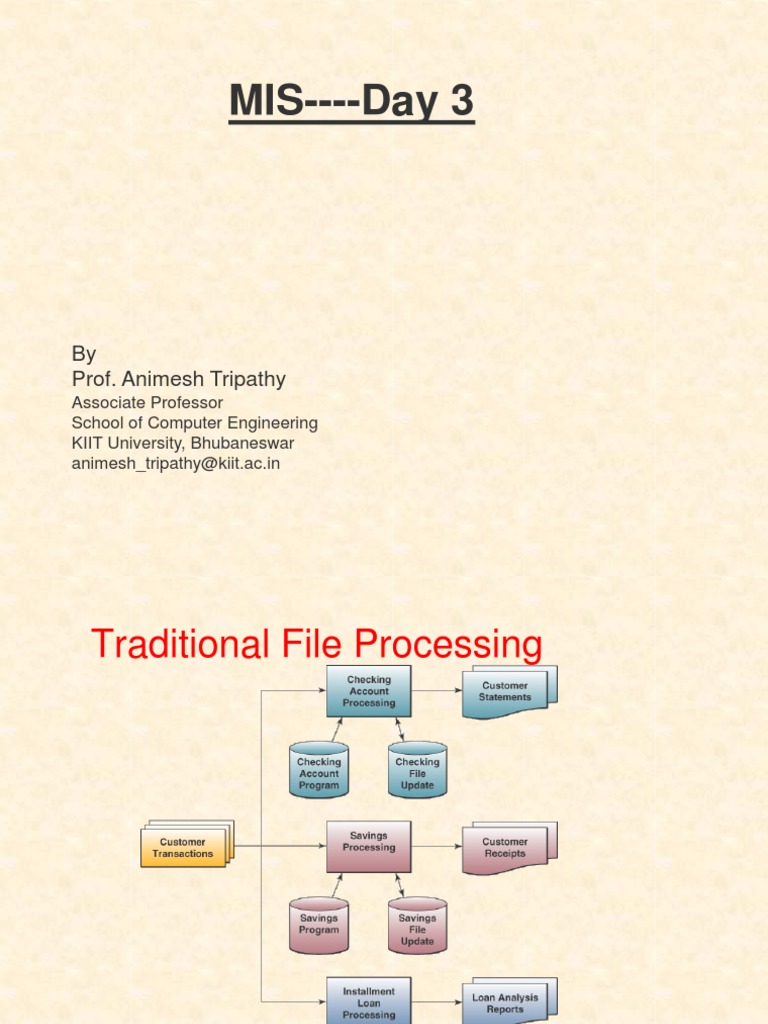MIS - Day 3: by Prof. Animesh Tripathy | PDF | Data Warehouse | Databases