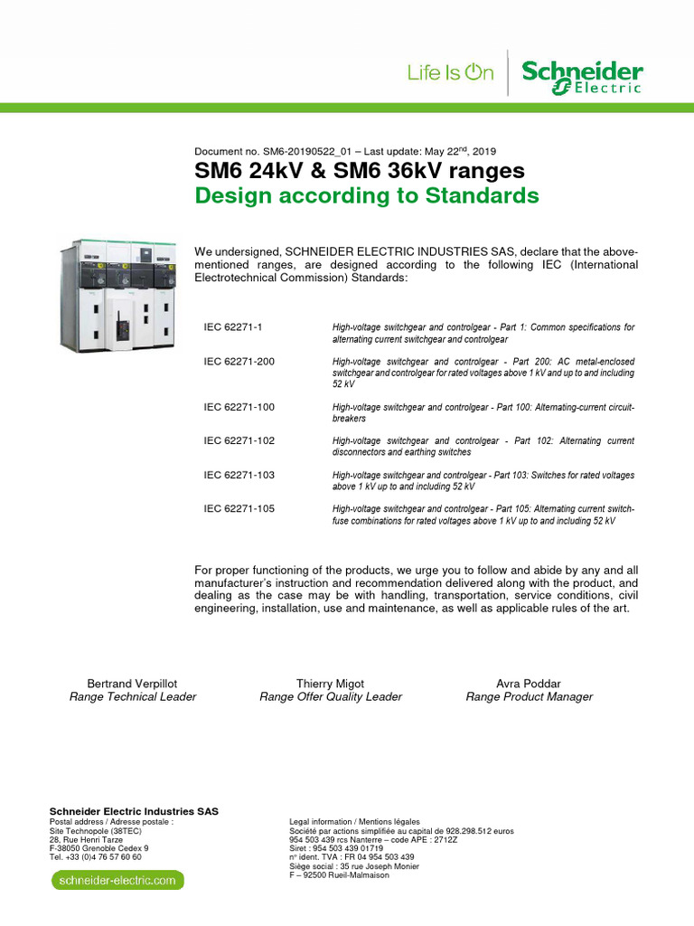 Schneider SM6 | PDF | Switch | Relay
