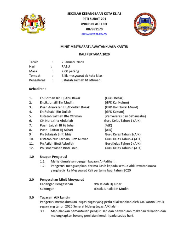 Mesyuarat RMT 2020 | PDF