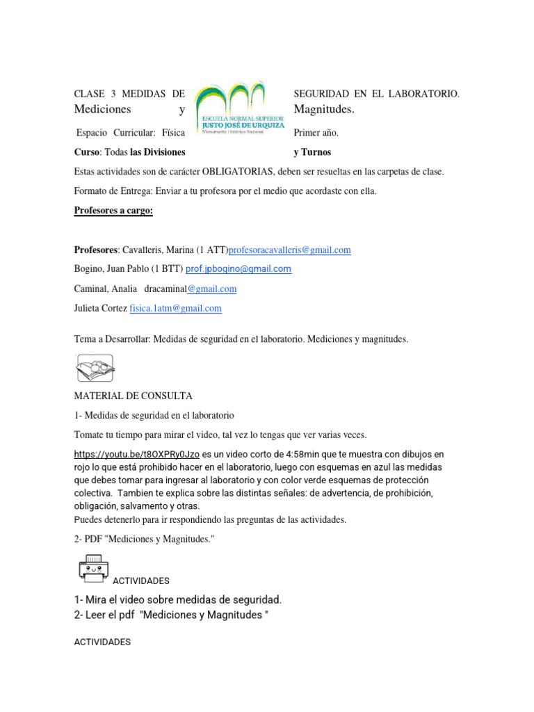 Clase 3 Medidas de Seguridad Mediciones y Magnitudes | PDF | Medición ...