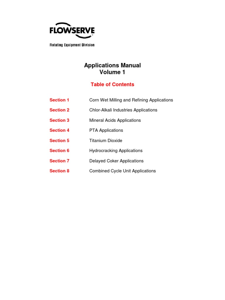 Flowserve Pump Application Manual | PDF | Pump | Starch