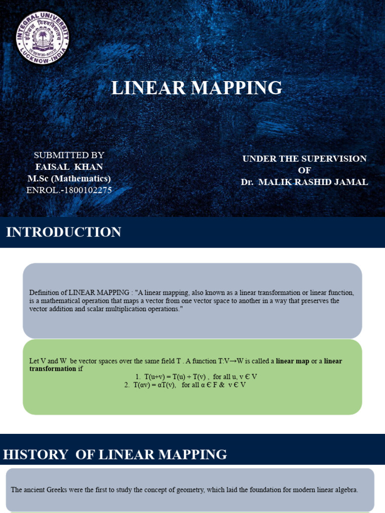 Final PPT On Linear Mapping | PDF | Linear Map | Vector Space