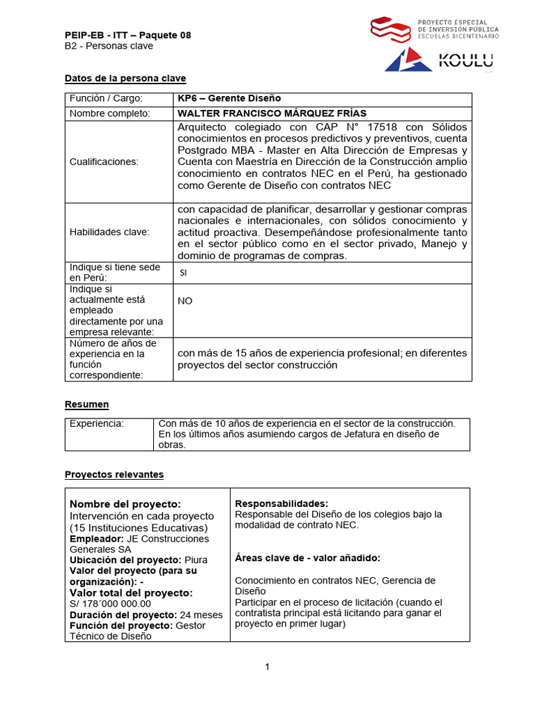 KP 06 - Gerente de Diseno | PDF | Arquitecto