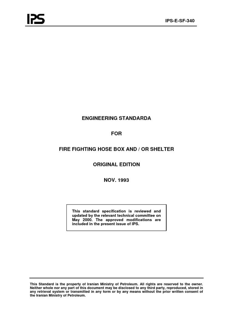 Engineering Standarda: IPS-E-SF-340 | PDF | Firefighting | Fires