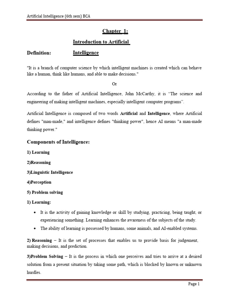 Introduction to Artificial Intelligence Concepts | PDF | Artificial ...