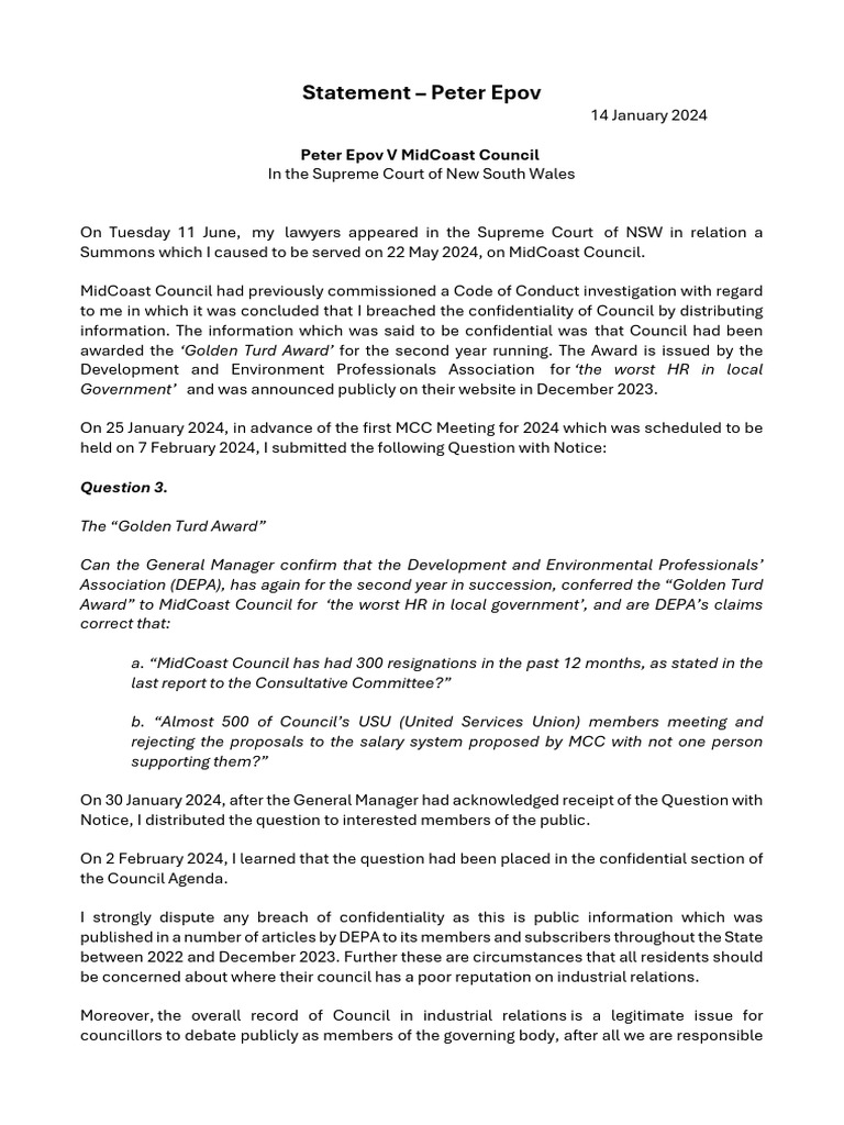 Peter Epov Statement Re Supreme Court Litigation | PDF | Justice ...