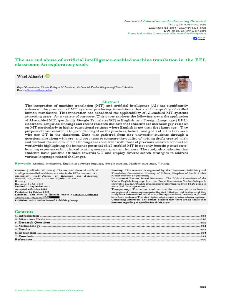 The Use and Abuse of Artificial Intelligence-Enabl | PDF | English As A Second Or Foreign ...