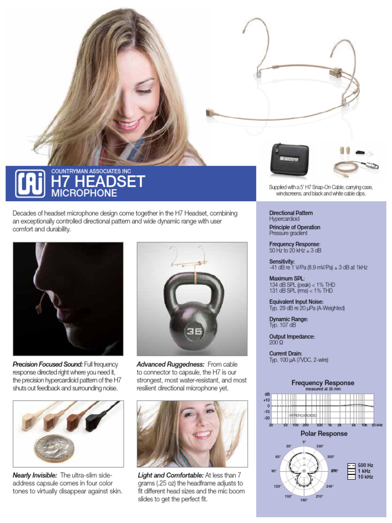 h7 Headset Datasheet 1 | PDF | Microphone | Headphones